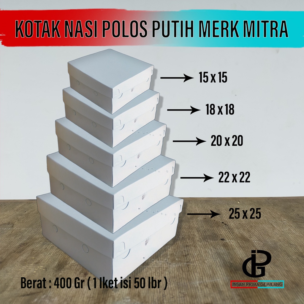 Jual Kotak Nasi / Kotak TPS / Kotak Putih Polos 1 Iket isi 50 lembar ...