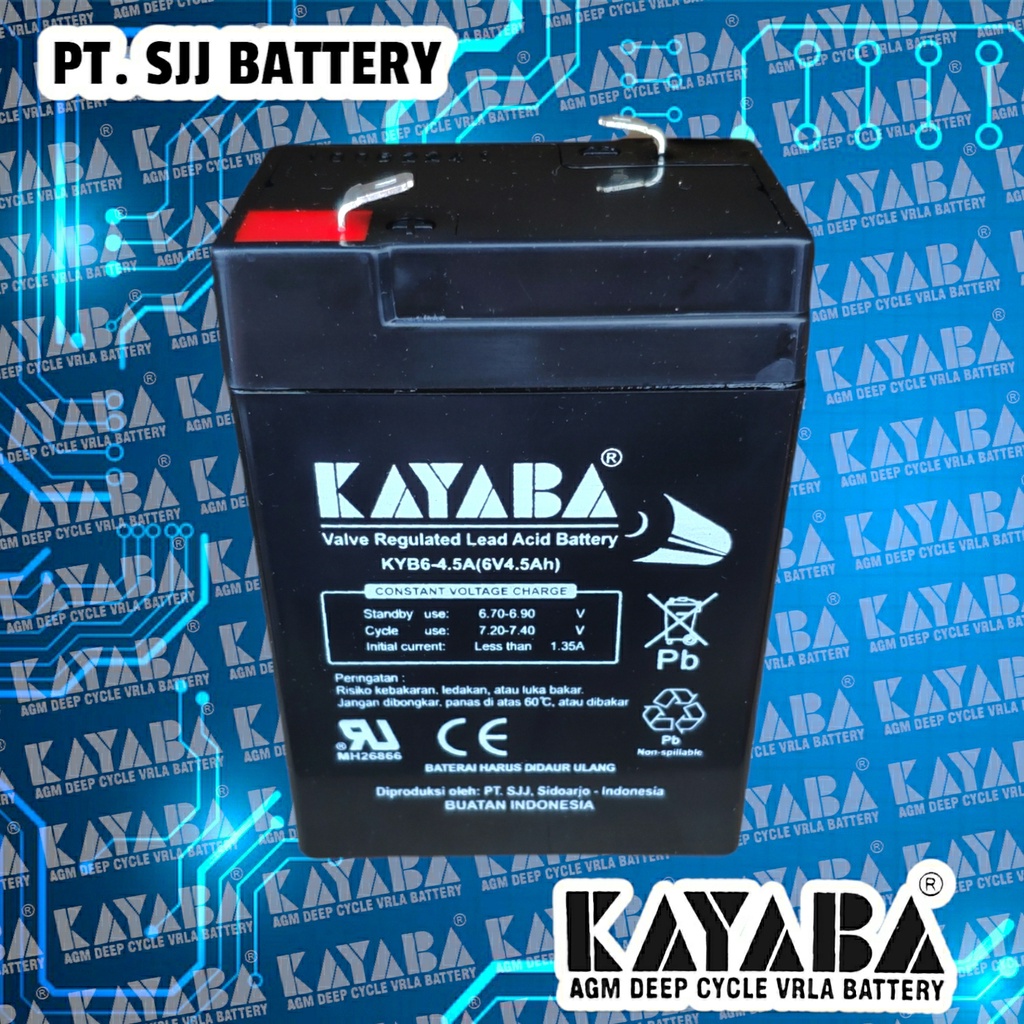 Jual KAYABA 6 VOLT 4.5 AMPER BATERAI MOTOR MAINAN ANAK MOBIL MOBILAN ...