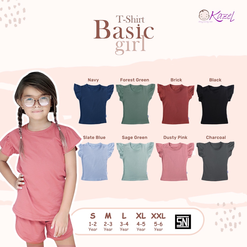 Jual KAZEL Tshirt Basic Girl Edition (1 Pcs) 0-5 Tahun | Shopee Indonesia