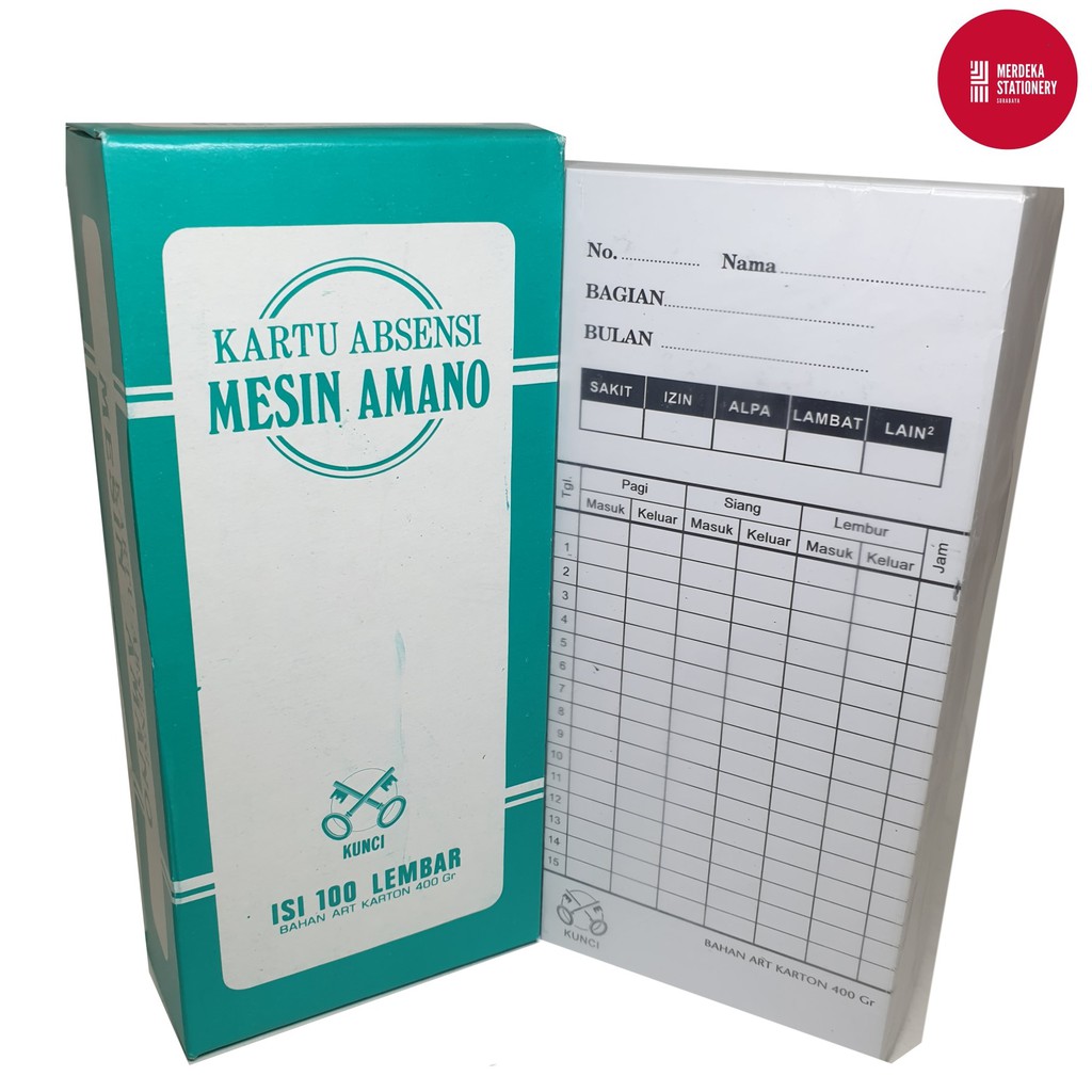 Jual (100 Lembar)Kartu/Kertas Absen/Absensi Dua Kunci Mesin Amano 400 ...