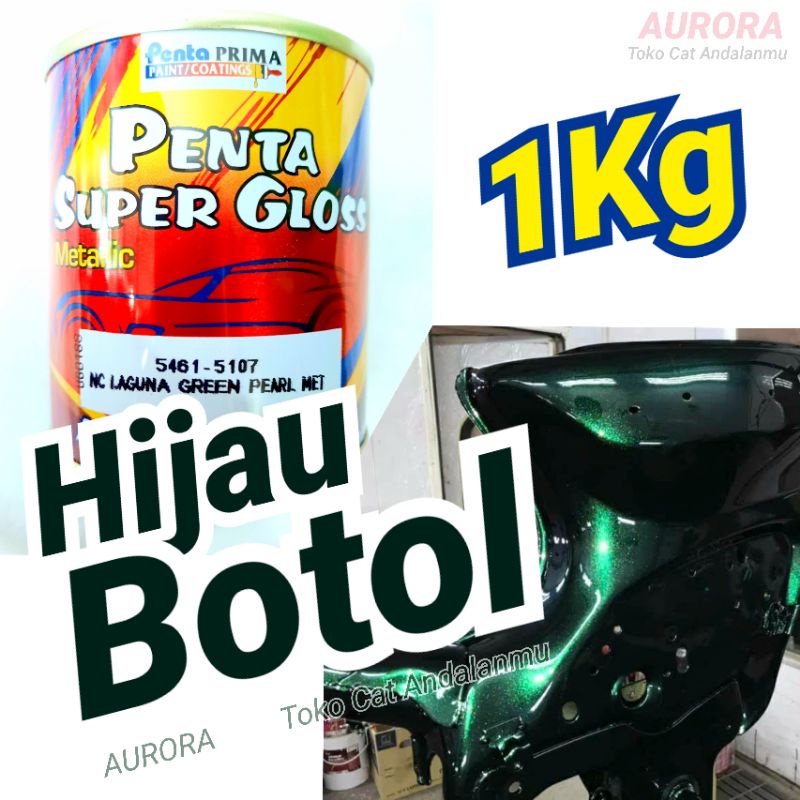 Jual Cat Hijau Metalik Ijo Botol Penta Super Gloss 1Kg 1 Kilo | Shopee ...