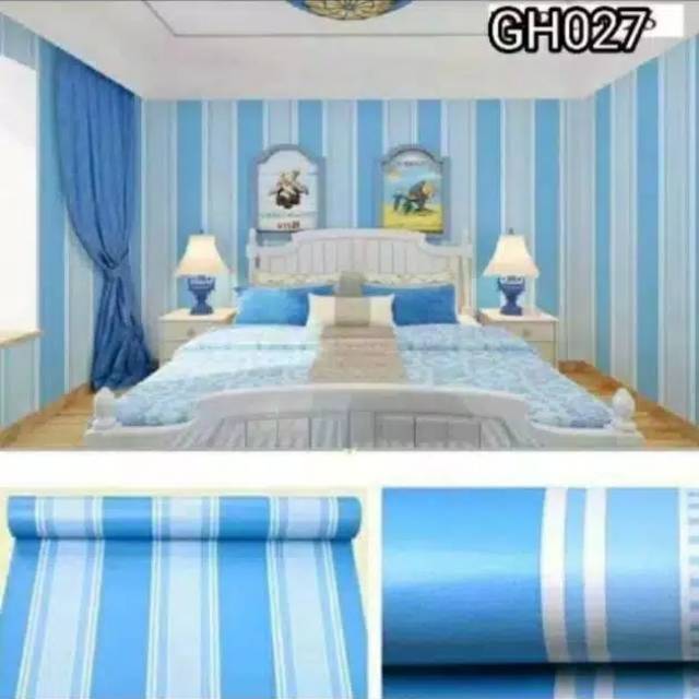 Jual WALLPAPER DINDING BLUE LINE GH027 UK 45CM X 10M | WALL STICKER ...