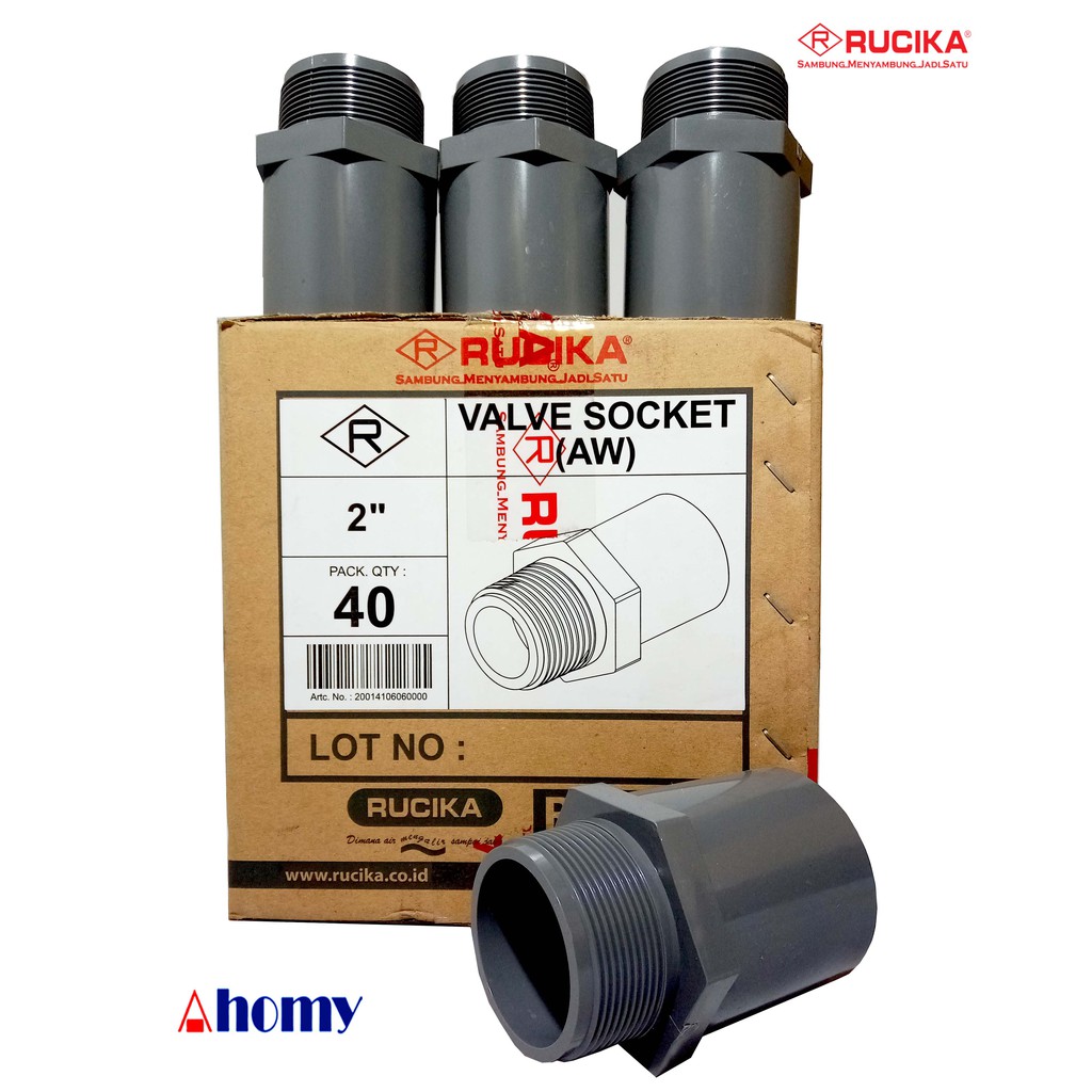 Jual sock drat luar 2” tebal TS AW rucika valve socket pvc | Shopee ...