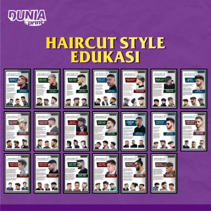 Jual CETAK POSTER BARBERSHOP EDUKASI POSTER PANGKAS RAMBUT PRIA TERBARU ...
