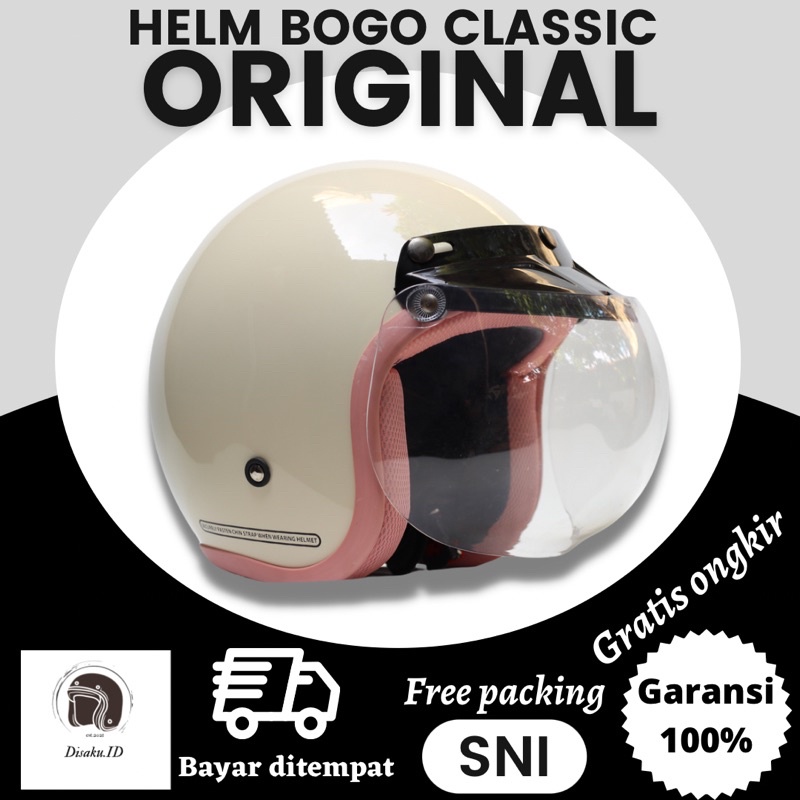 Jual (Bisa bayar ditempat)Helm bogo warna cream pastel kaca cembung ...