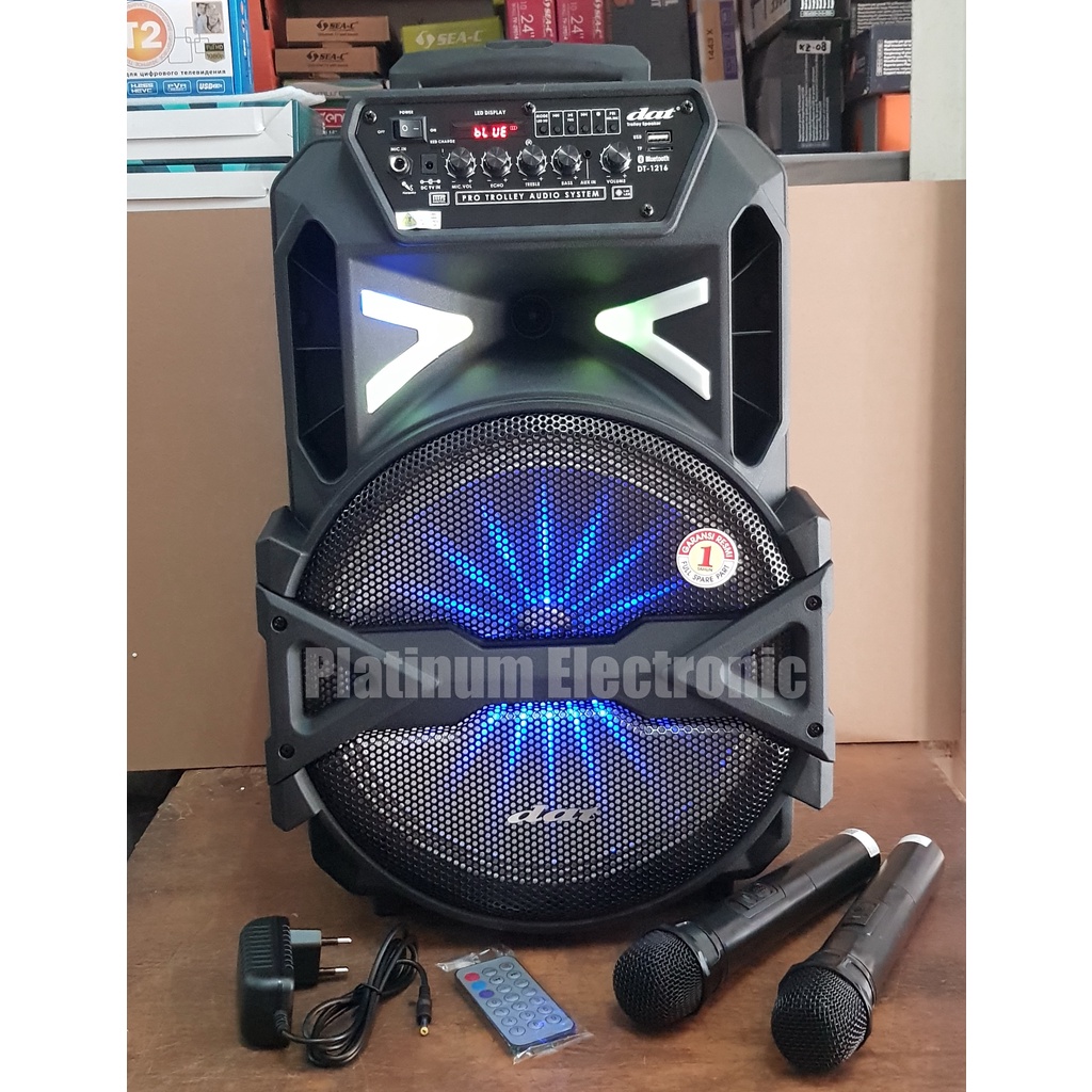 Jual Speaker Aktif 12" DAT DT-1216 ECO Portable 2 Mic Wireless Sound ...