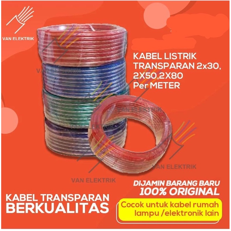 Jual KABEL LISTRIK TRANSPARAN 2x30, 2X50, 2X80 Per METER | Shopee Indonesia
