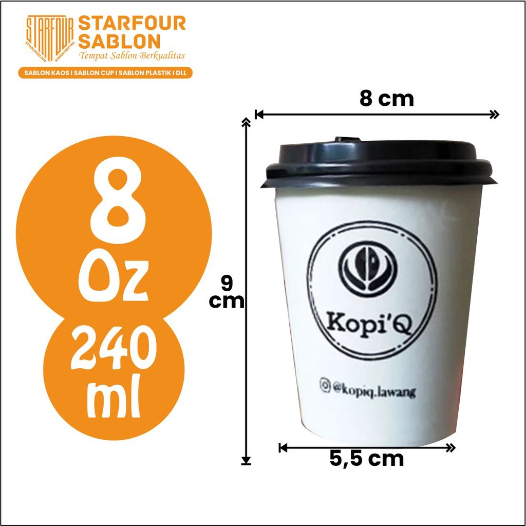 Jual Custom Sablon Hot Paper Cup + Lid/Tutup Cup - Minimal Order 500 ...
