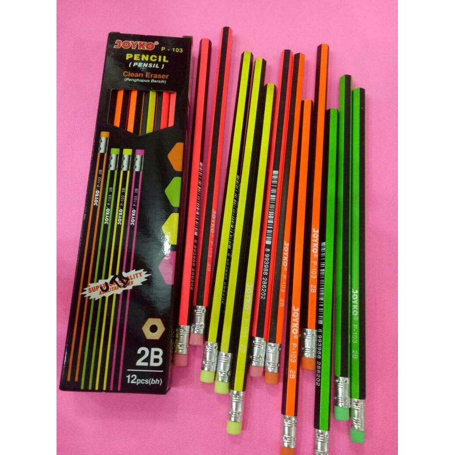 Jual PENSIL - PENSIL JOYKO P-103 2B GLOWY - 1 BOX ISI 12PCS | Shopee ...