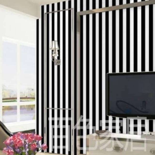 Jual Wallpaper sticker Garis Hitam Putih 45 cm x 9 meter / walpaper ...
