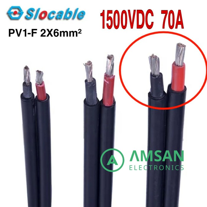Jual PV1-F 2x 6mm 2x6mm Slocable 1500VDC 70A PV Cable Kabel Panel Surya ...