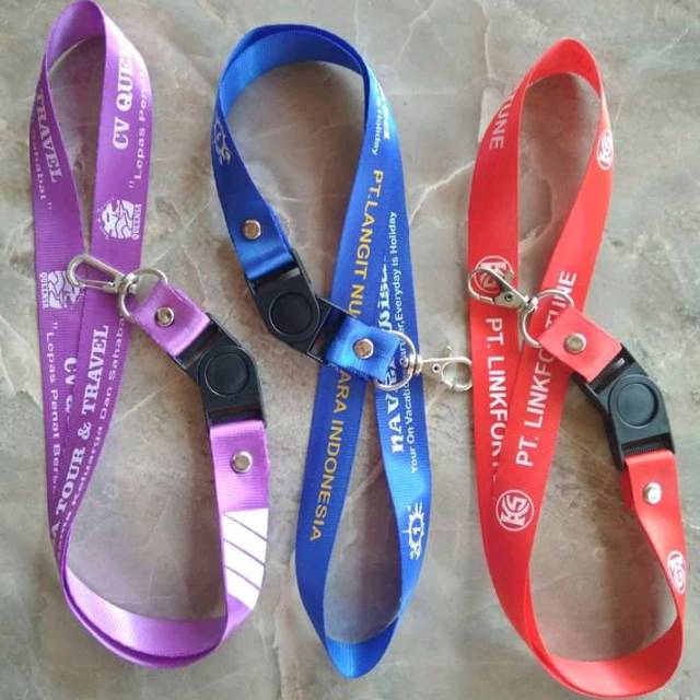 Jual CUSTOM!! tali id card sablon 2cm Acsesoris kait+stopper | Shopee ...