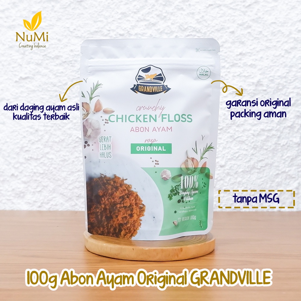 Jual 100G Abon Ayam ORIGINAL Crunchy Single Pack tidak pedas - GRANDVILLE | Shopee Indonesia