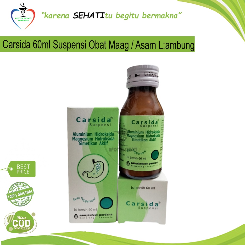 Jual CARSIDA SUSPENSI 60 OBAT LAMBUNG KEMBUNG TUKAK LAMBUNG OBAT MAAG ...