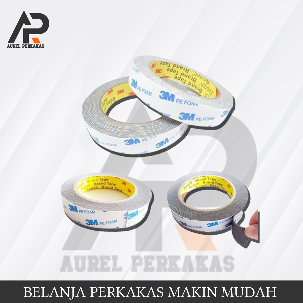 Jual Double Tape 3m PE Foam 1600 T 20mm X 4M Double Tape Lem Bolak balik SIze 1" (besar ...