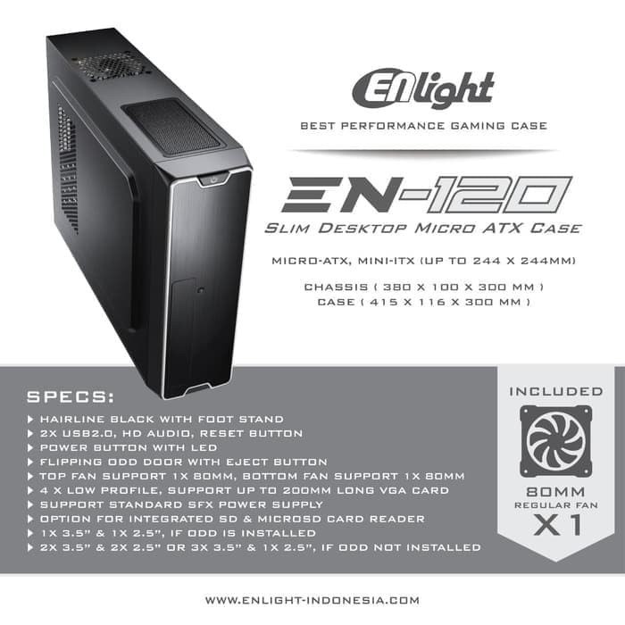 Jual Mini Slim PC Case ENLIGHT EN-120 with PSU 300W Casing Komputer ...