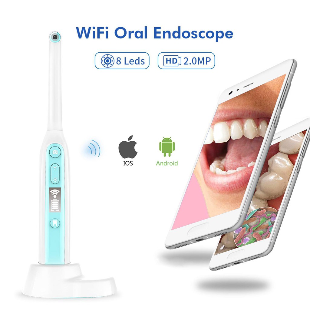 Jual WiFi Wireless Dental Camera HD Intraoral Endoscope With 8 Led lights Inspection for Dentist ...