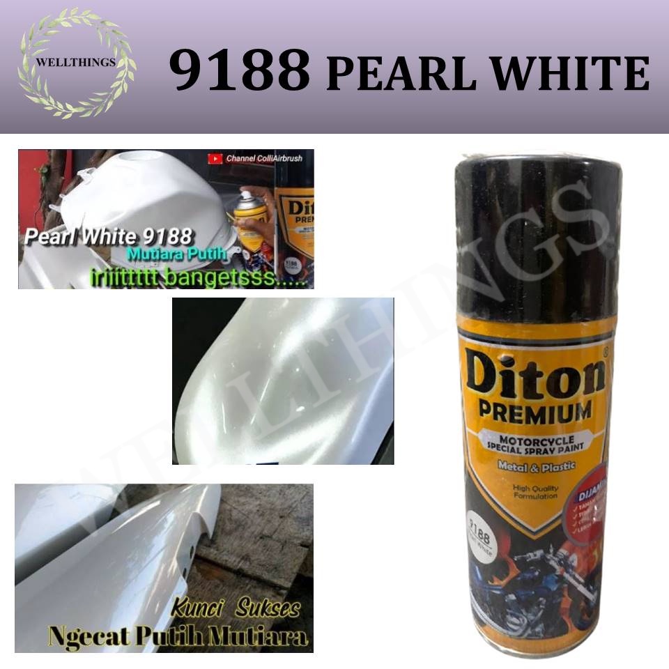 Jual Cat Pilox Diton Premium Pearl White 9188 400cc/ml Warna Putih Mutiara | Shopee Indonesia