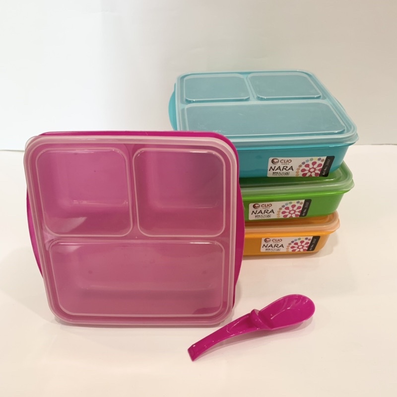 Jual Tempat Makan/ Kotak Makan/ Lunch Box Sekat Kotak Segi Tutup Bening ...