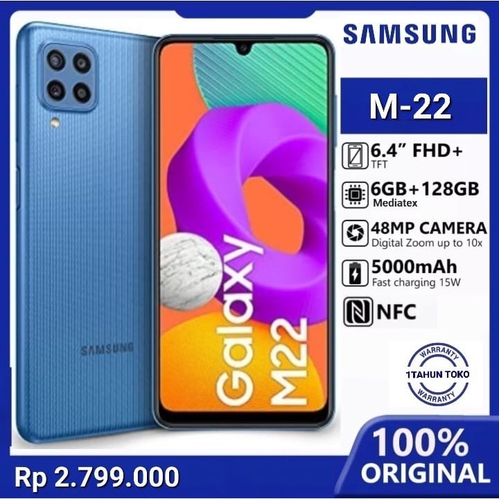 Jual SAMSUNG GALAXY M22 RAM 6/128 GB BLUE | Shopee Indonesia