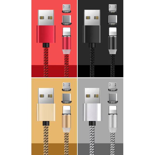 Jual Kabel Data Magnetic 3in1 Apple Lightning / Micro USB / USB Type-C ...