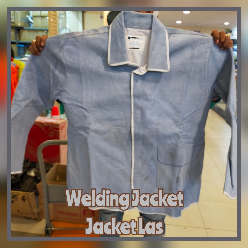 Jual Jaket Las Abu Abu Full Kulit Apron Leather Jacket Welding ALL SIZE ...
