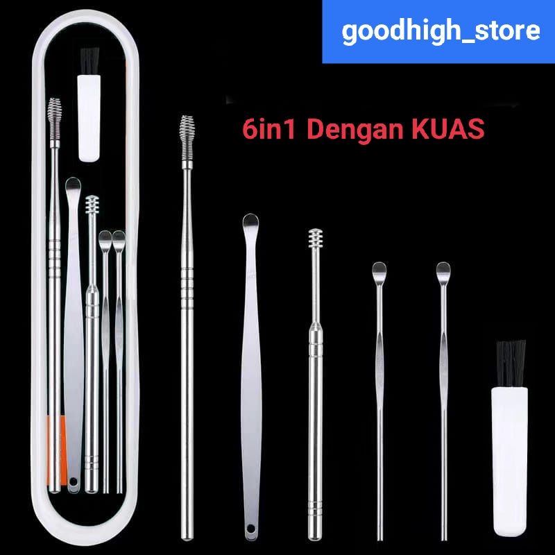 Jual Korek Telinga / Kuping Stainless Steel 5in1 & 6in1(KUAS) | Shopee ...