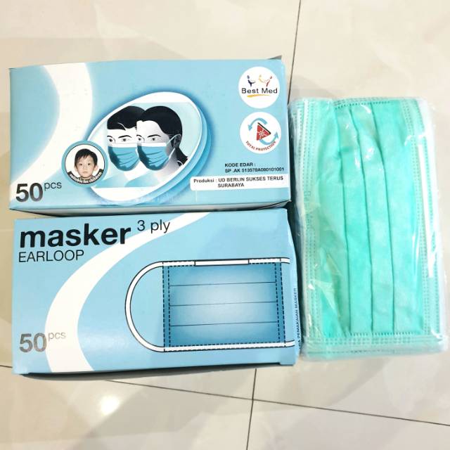 Jual MASKER MEDIS BESTMED BEST MED EARLOOP KARET ISI 50LBR ANTI VIRUS ...