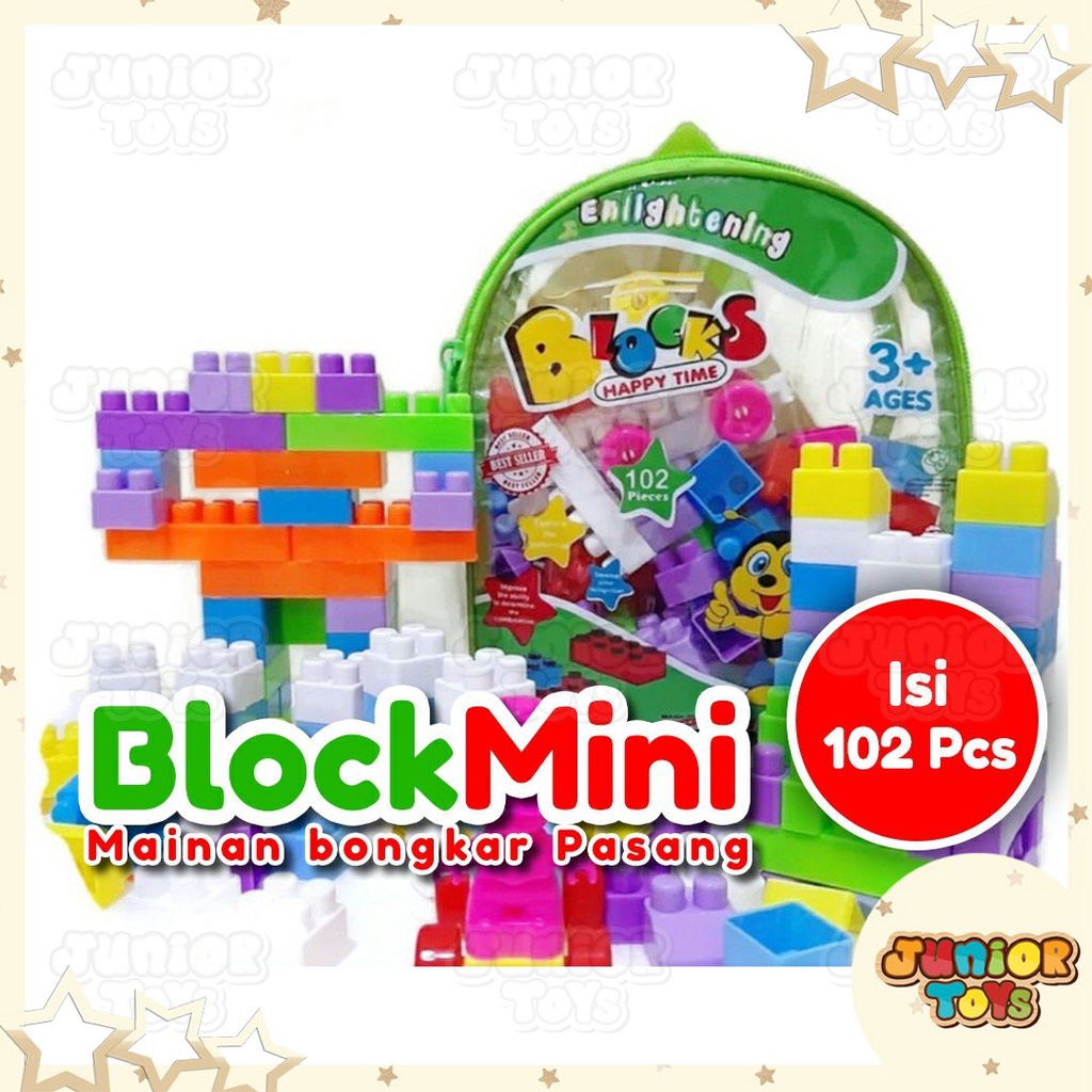 Jual Mainan Edukasi Anak Block Mini Susun Happy Time Tas Ransel isi 102 ...