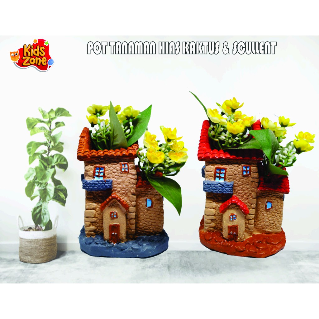 Jual Pot tanaman hias mini kaktus dan skulen karakter rumah castil ...