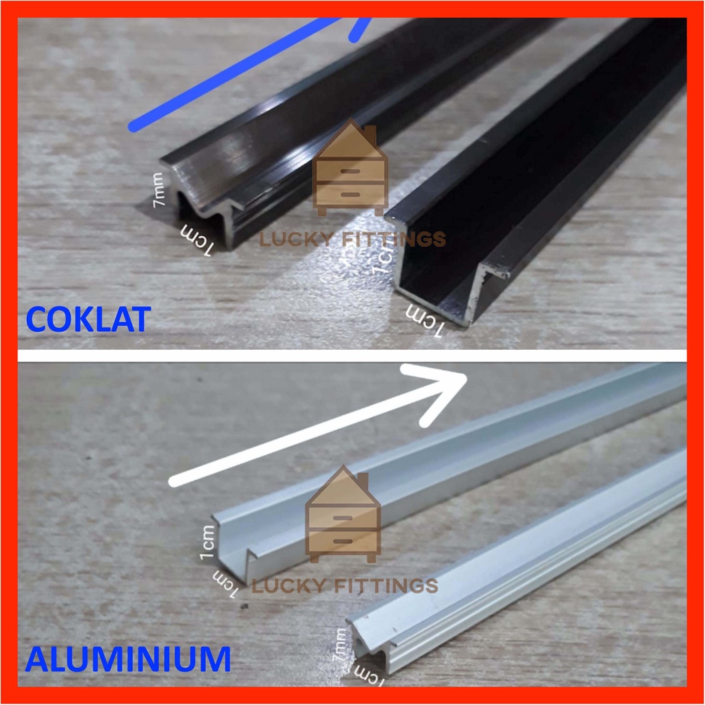 Jual Rel Sliding U dan M Pintu Lemari Geser U V / UM UV Pasangan Roda ...