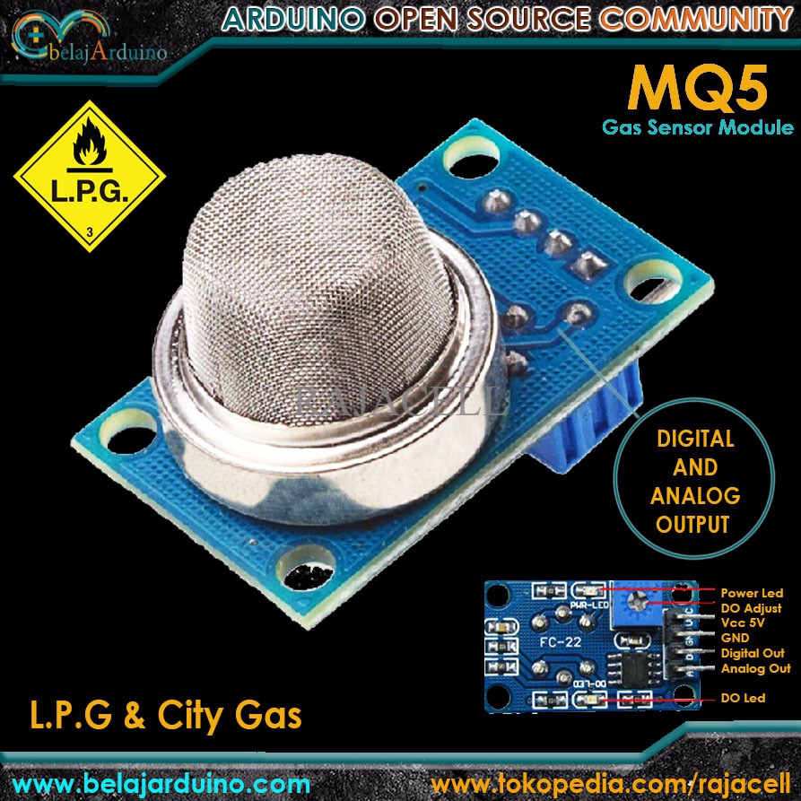Jual Sensor Gas MQ-5 MQ5 LPG Gas Sensor City Gas Module for Arduino | Shopee Indonesia