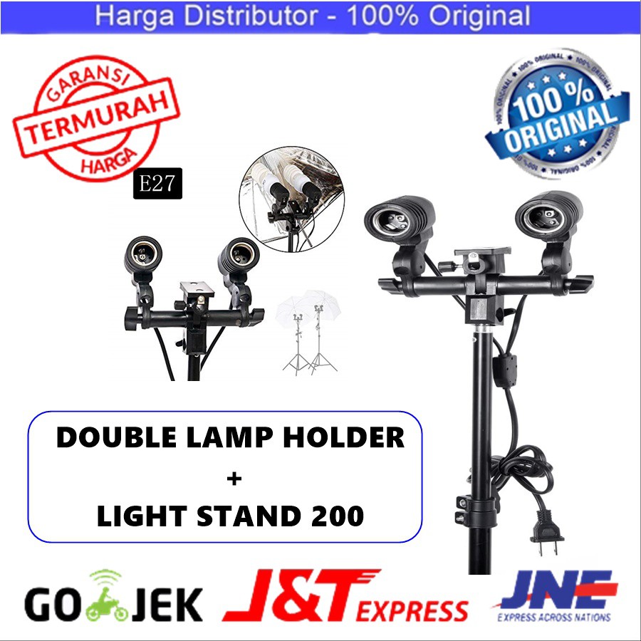 Jual Paket Studio Photo 2in1 Light Stand 195cm + Double Lamp Holder ...