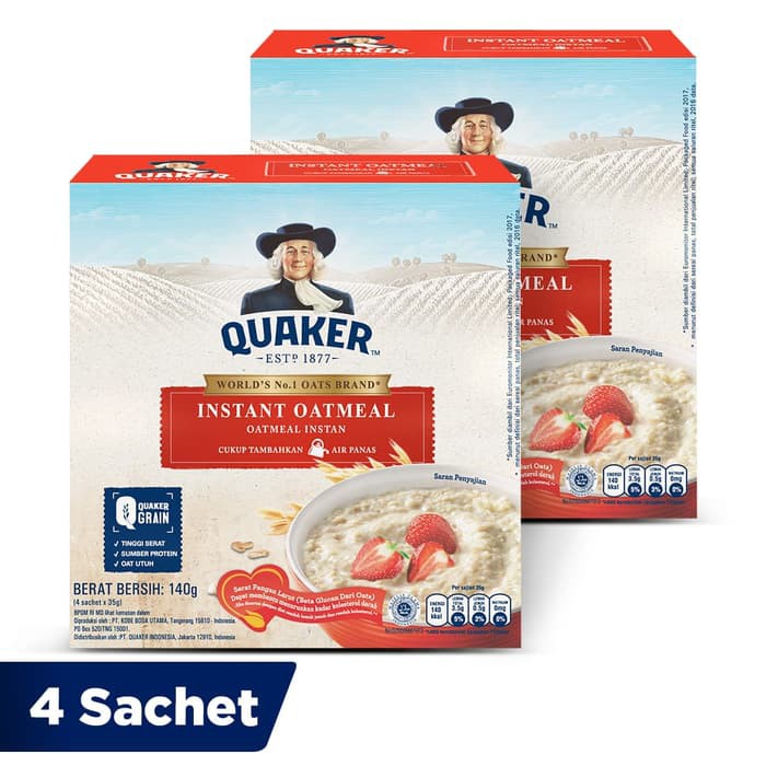 Jual Quaker Instant Oatmeal Box 4 Sachets - Twin Pack | Shopee Indonesia