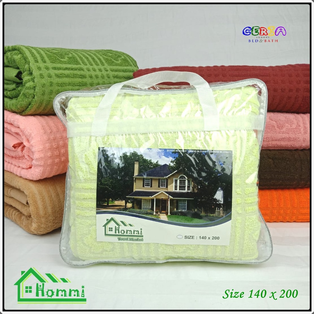 Jual SELIMUT HANDUK HOTEL DEWASA HALUS TEBAL MERK HOMMI SIZE 140X200 CM ...