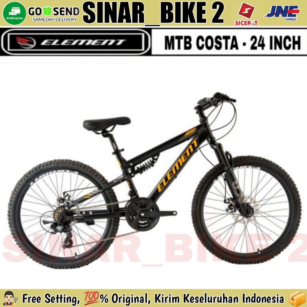 Jual Sepeda Gunung MTB ELEMENT COSTA Ukuran 24 Inch 7 Speed Full Suspensi | Shopee Indonesia