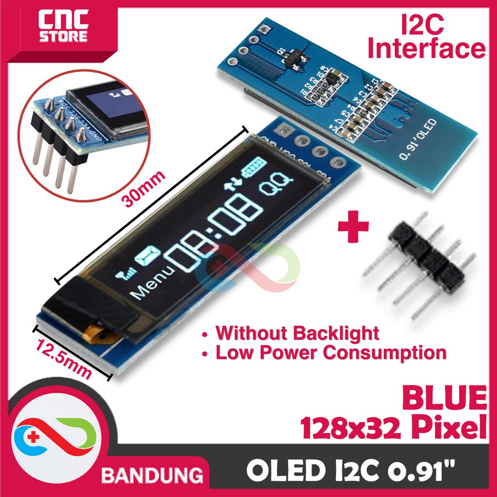 Jual OLED DISPLAY 0.91" INCH 128X32 LCD SCREEN BLUE | Shopee Indonesia