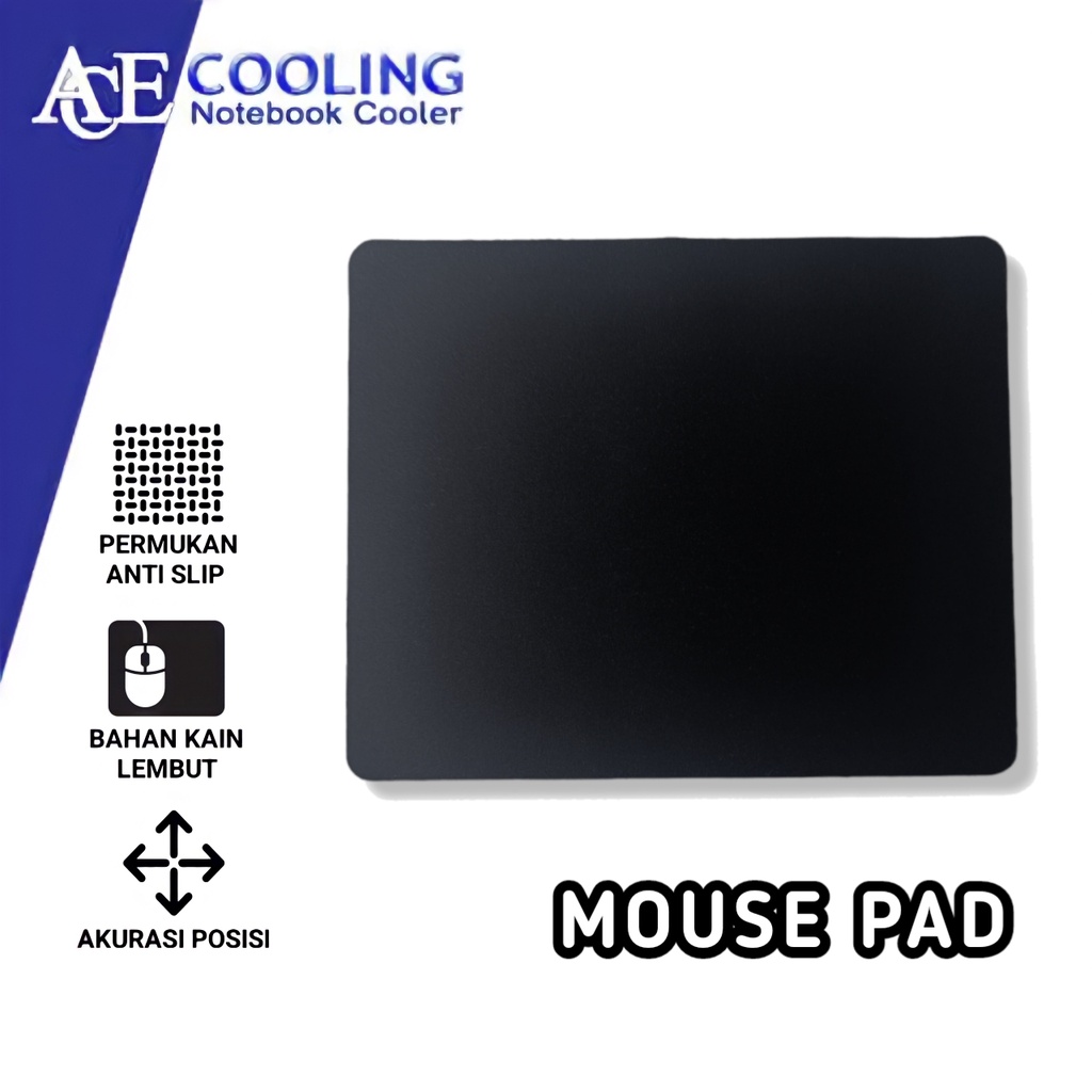 Jual Mousepad Hitam Polos High Quality NoBrand 18 x 22 tebal 2mm ...