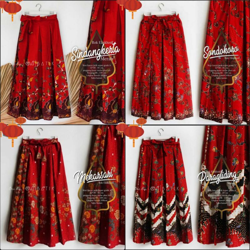Jual ROK BATIK PANJANG ABANGAN RED MERAH PANJANG GENDHIS JAWI | Shopee ...