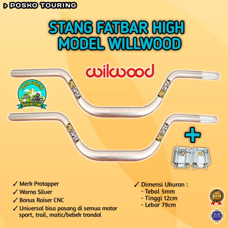 Jual Stang Fatbar Tinggi Model Willwood Stang Fatbar Touring HITAM ...