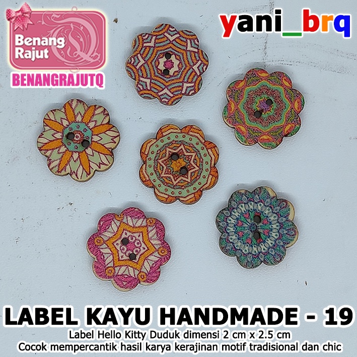 Jual LABEL KAYU HANDMADE 19 (isi 6 BUAH) MODEL FLOWER BATIK | Shopee ...