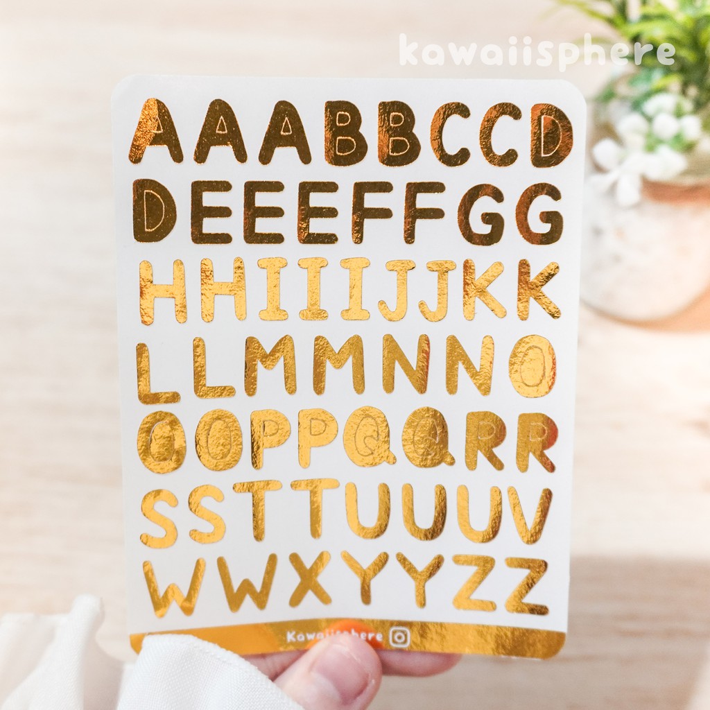 Jual Alphabet Foiled Stickers Kawaiisphere | Gold / Silver / Rose Gold ...