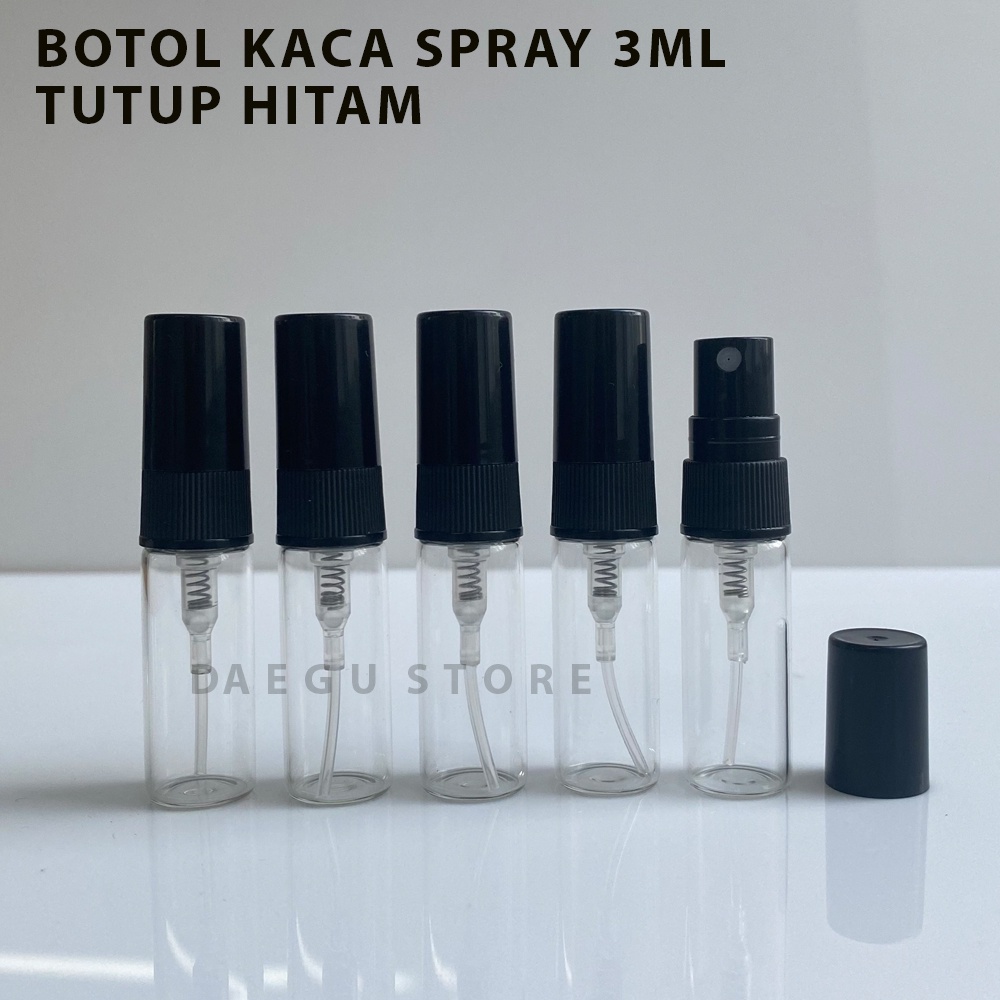 Jual Botol Spray Kaca 3ml Parfum Refill Vial Travel Size Tutup Hitam ...