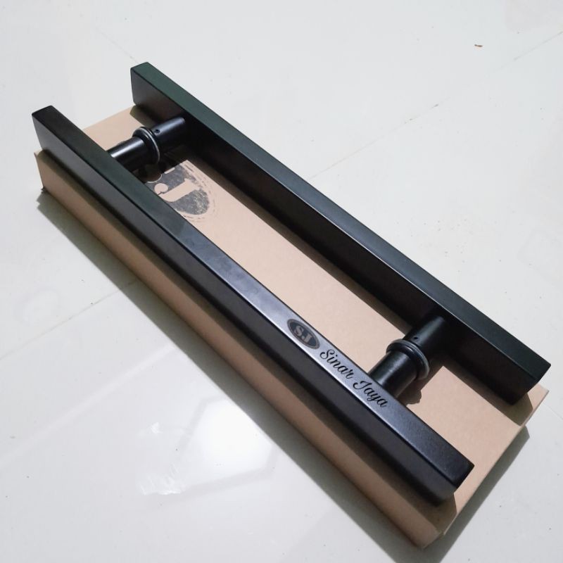 Jual gagang pintu baut tembus full hitam black panjang 60cm 45cm handle ...
