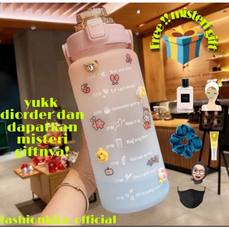 Jual Botol minum viral free Sticker 2D & 3D plus misteri gift didalam ...