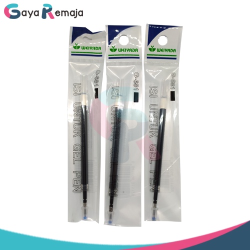 Jual (PACK) Isi Pulpen Gel 0.7 Weiyada Biru Hitam - Refil Pulpen - Isi ...