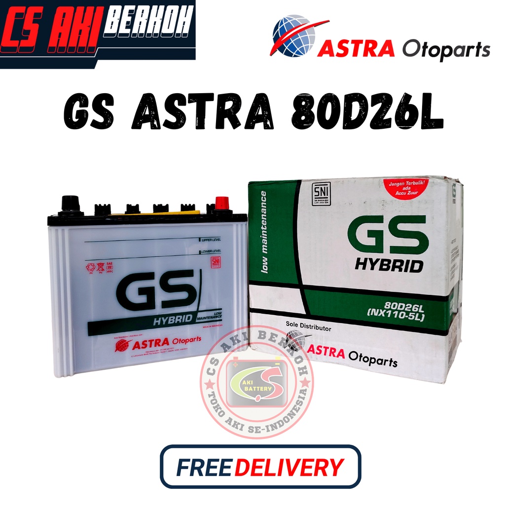 Jual AKI MOBIL GS ASTRA HYBRID NX110-5L (80D26L) | Shopee Indonesia