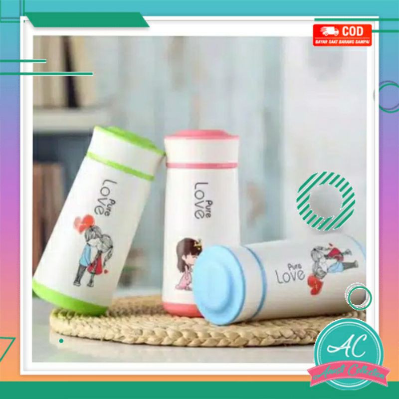 Jual Botol minum SNI Kaca pure love bekal tempat termos air minum panas ...