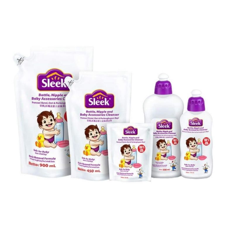Jual Sleek Baby Liquid Cleanser Botol, Nipple& Accesories 70, 150, 450 ...