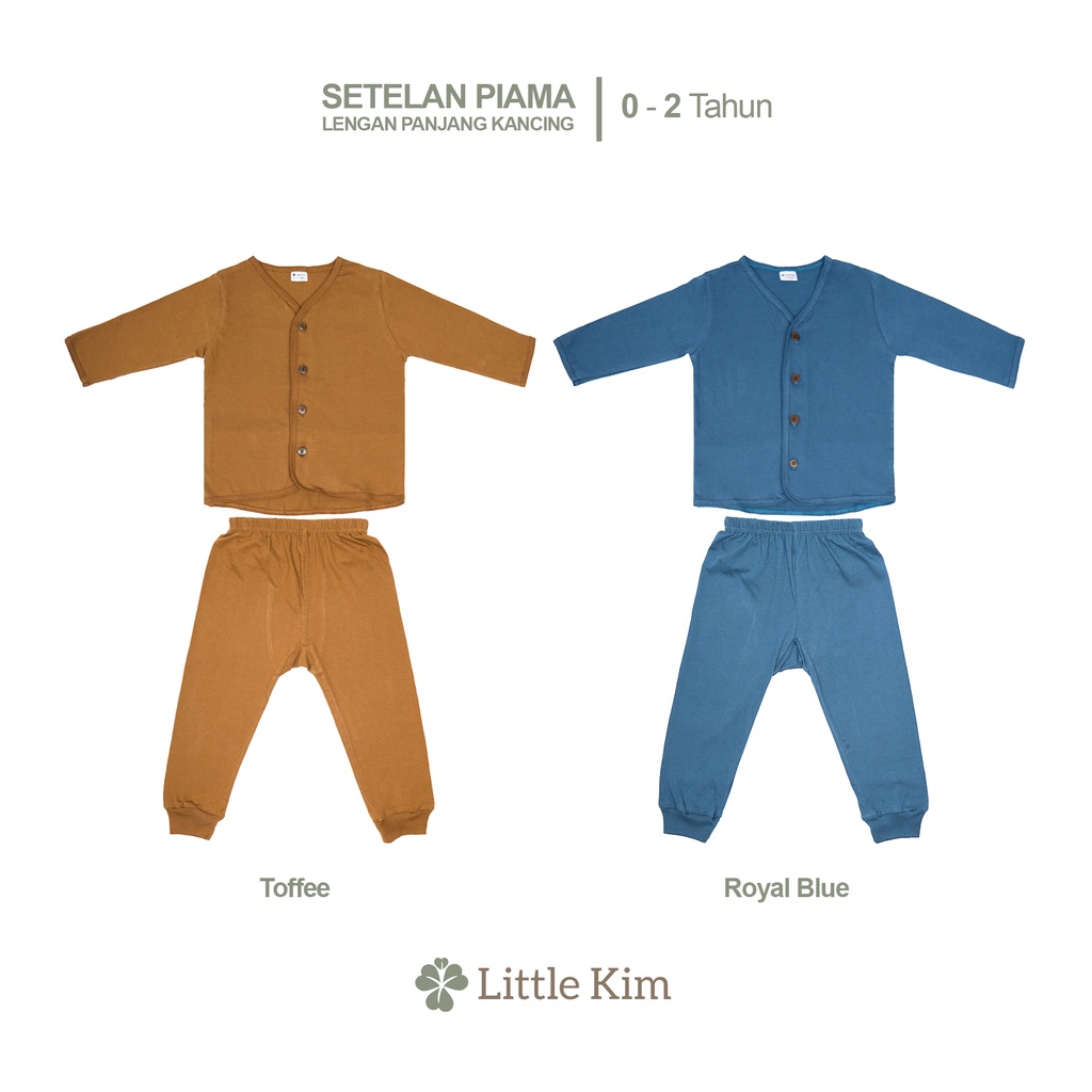 Jual Little Kim Setelan Piama Lengan Panjang Kancing - Piama Anak Polos ...
